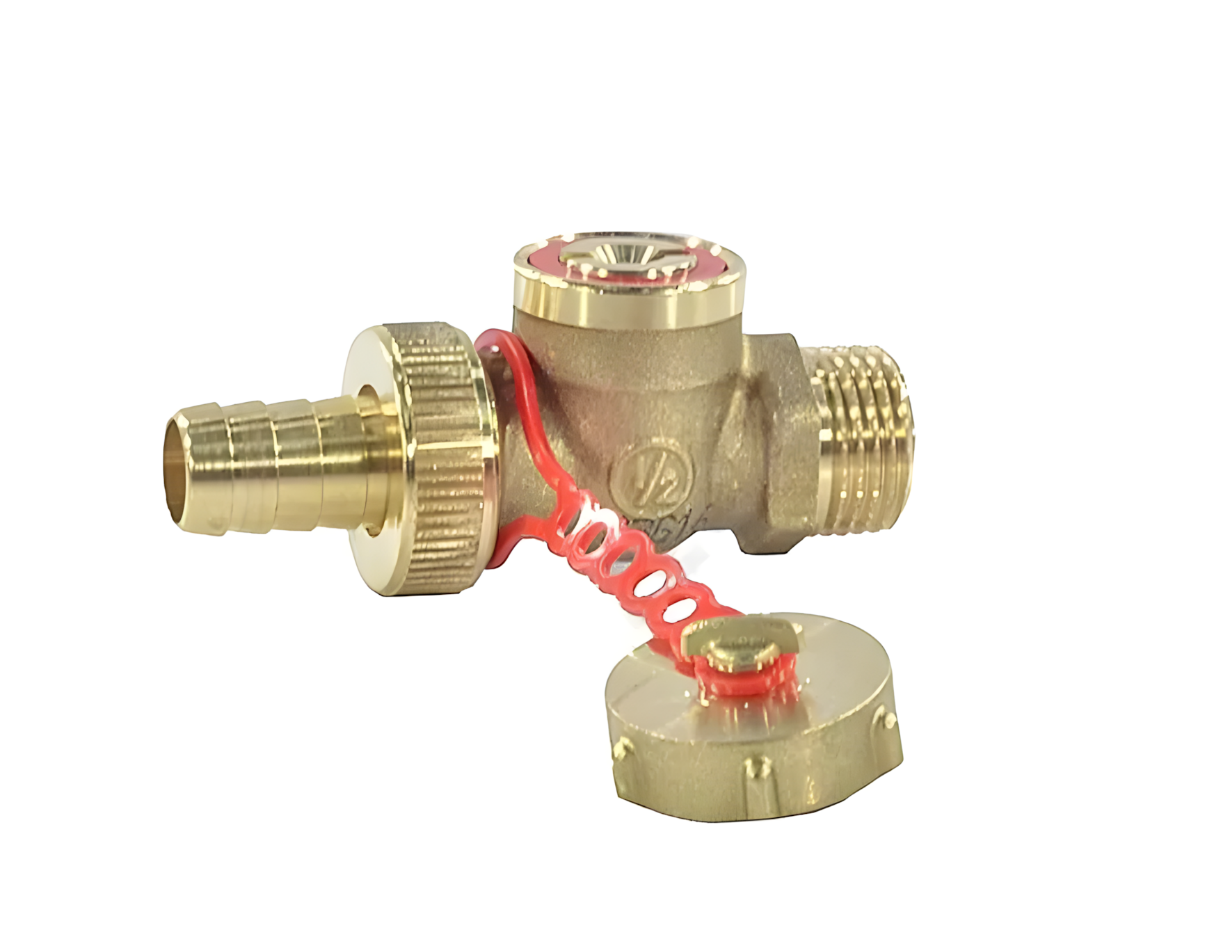 Кран шаровой латунь сливной R608 Ду 20 Ру10 НР 3/4" под отвертку с заглушкой со штуцером Giacomini R608Y014