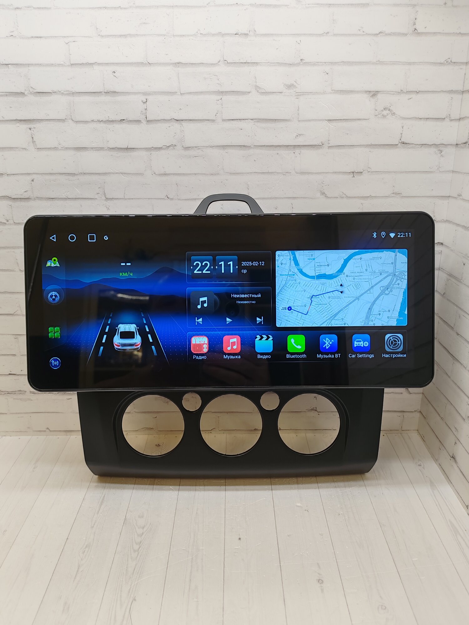 Магнитола андроид, QLED экран 12,3', CarPlay, Android-Auto, WiFi, GPS, USB, Блютус, для Форд Фокус-2 (Ford Focus) кондиционер 2005-2011г