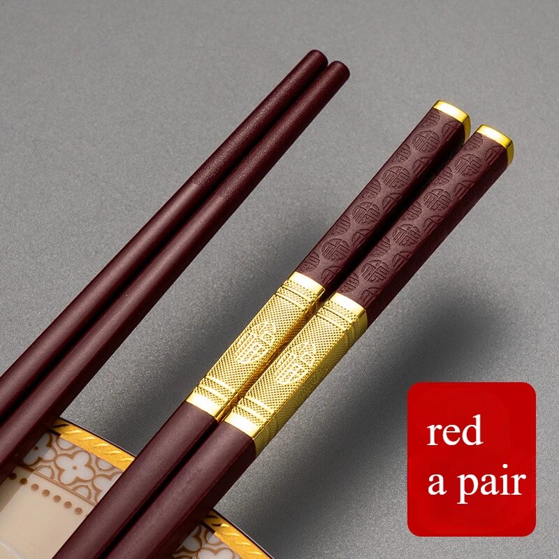 MOONBIFFY Металлические палочки для еды Бордовый, Red