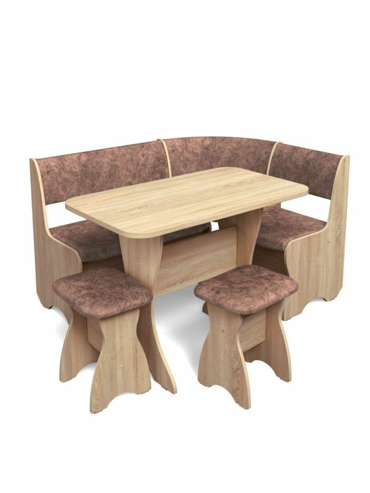 Кухонный уголок бител Тюльпан, стол 1000х580 мм, Сонома / велюр Коньяк