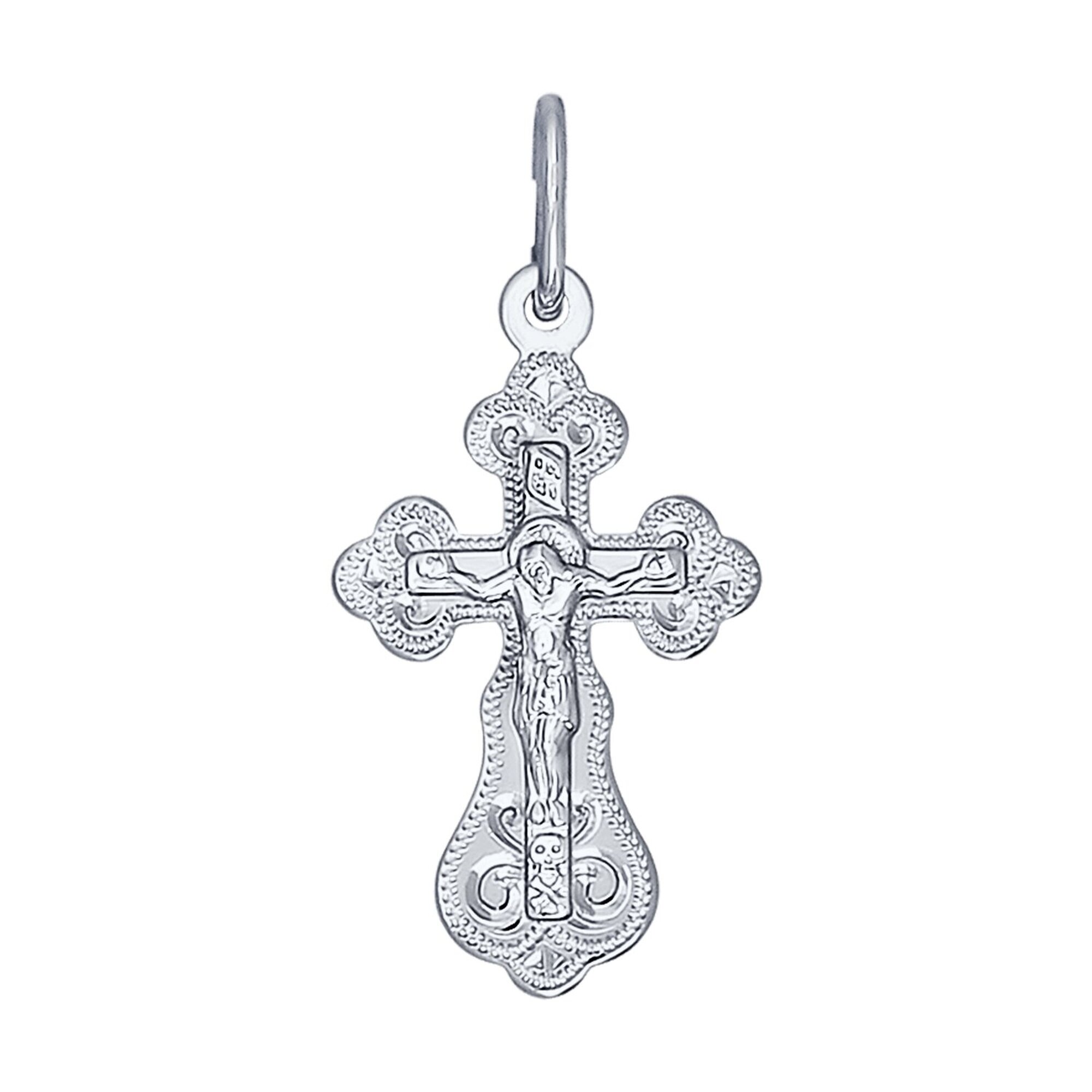 Крестик, белое золото, 585 проба