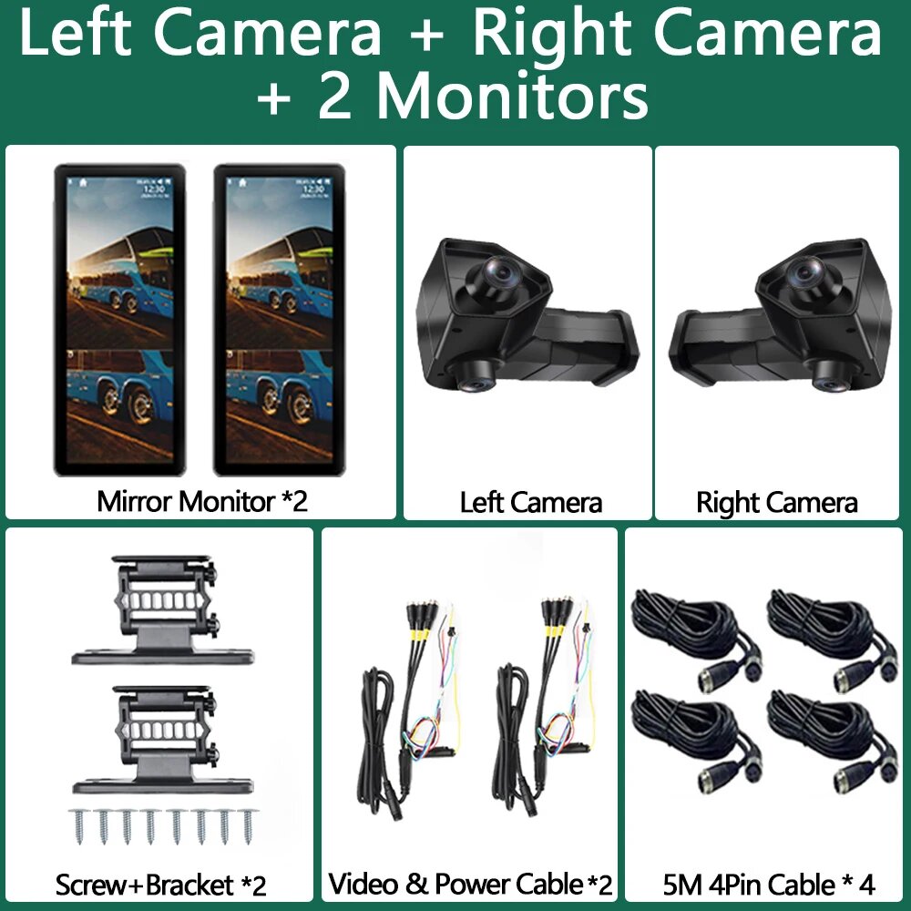 Система монитора камеры левого и правого бокового обзора 1080P 12,3-дюймовый Left and Right Set