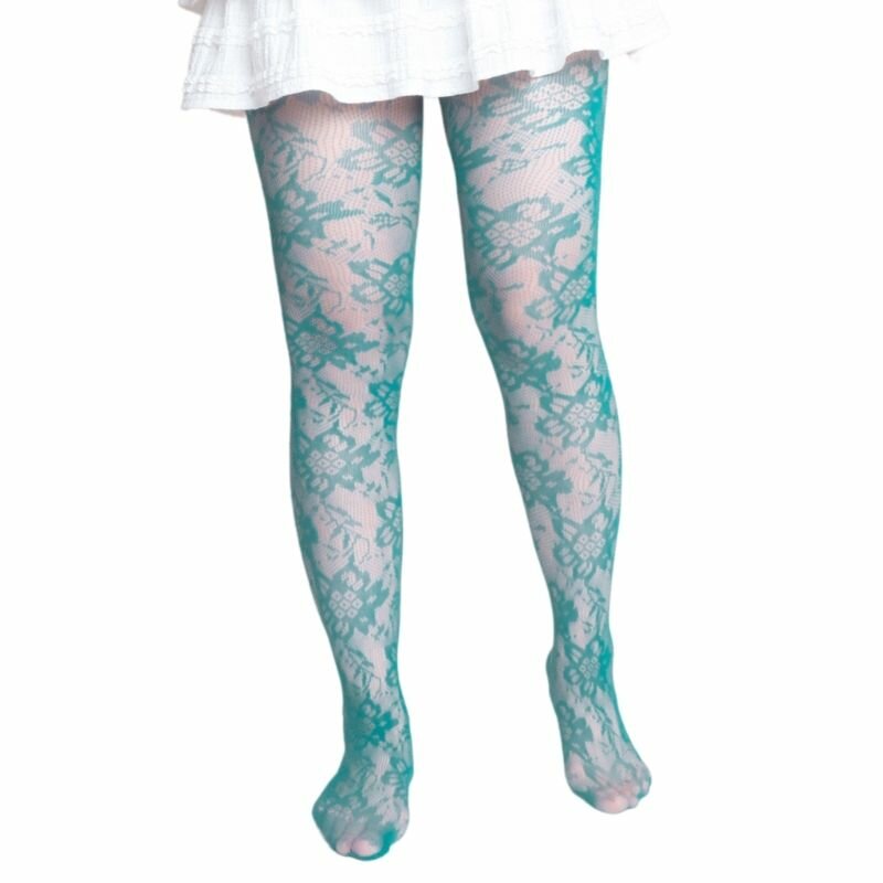 Сексуальные колготки в сеточку с цветочным узором-Голубое озеро
