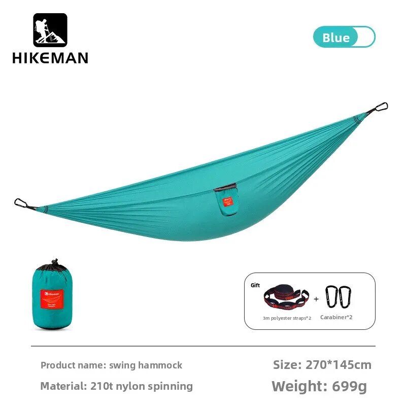 Гамак для кемпинга на открытом воздухе с сумкой для хранения 210T, высокопрочная подвесная спальная кровать для пляжного пикника, грузоподъемность 200 кг, гамаки