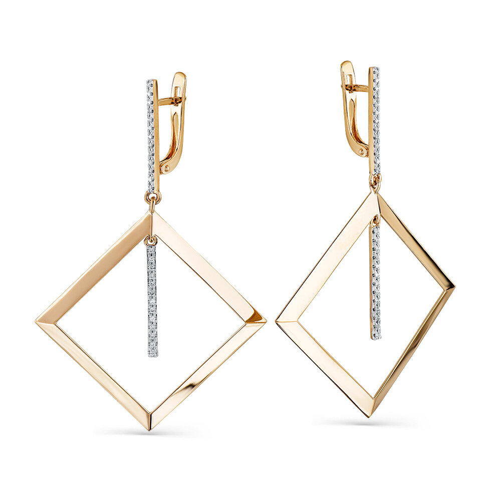 Серьги, красное золото, 585 проба, бриллиант
