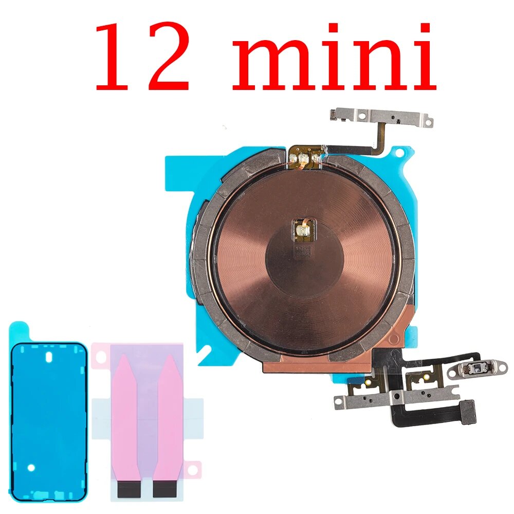 NFC-чип для iPhone X, XR, XS, 11, 12, 13 Pro Max, беспроводное зарядное устройство, панель, катушка, наклейка с кнопкой громкости, гибкий кабель 12 mini