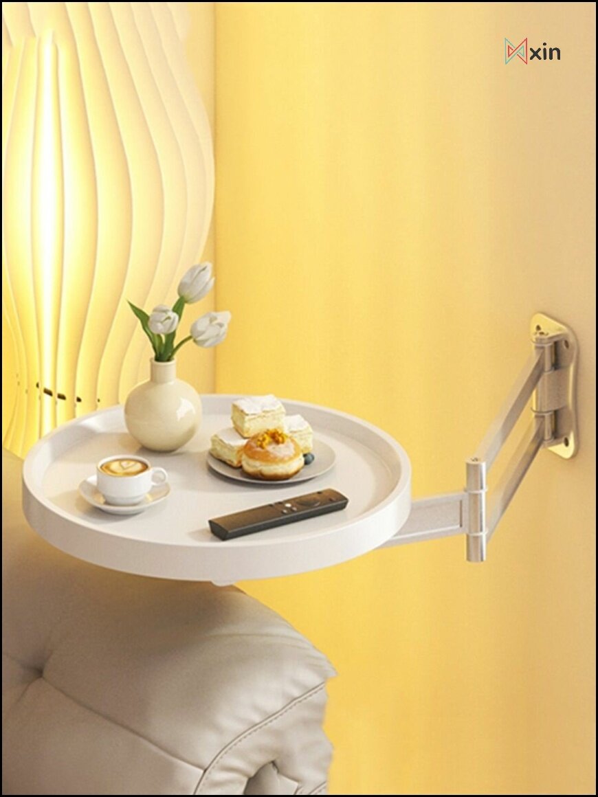 Комплект столиков, круглый, откидной, настенный, МДФ, цвет белый。 28х28х2.5 см