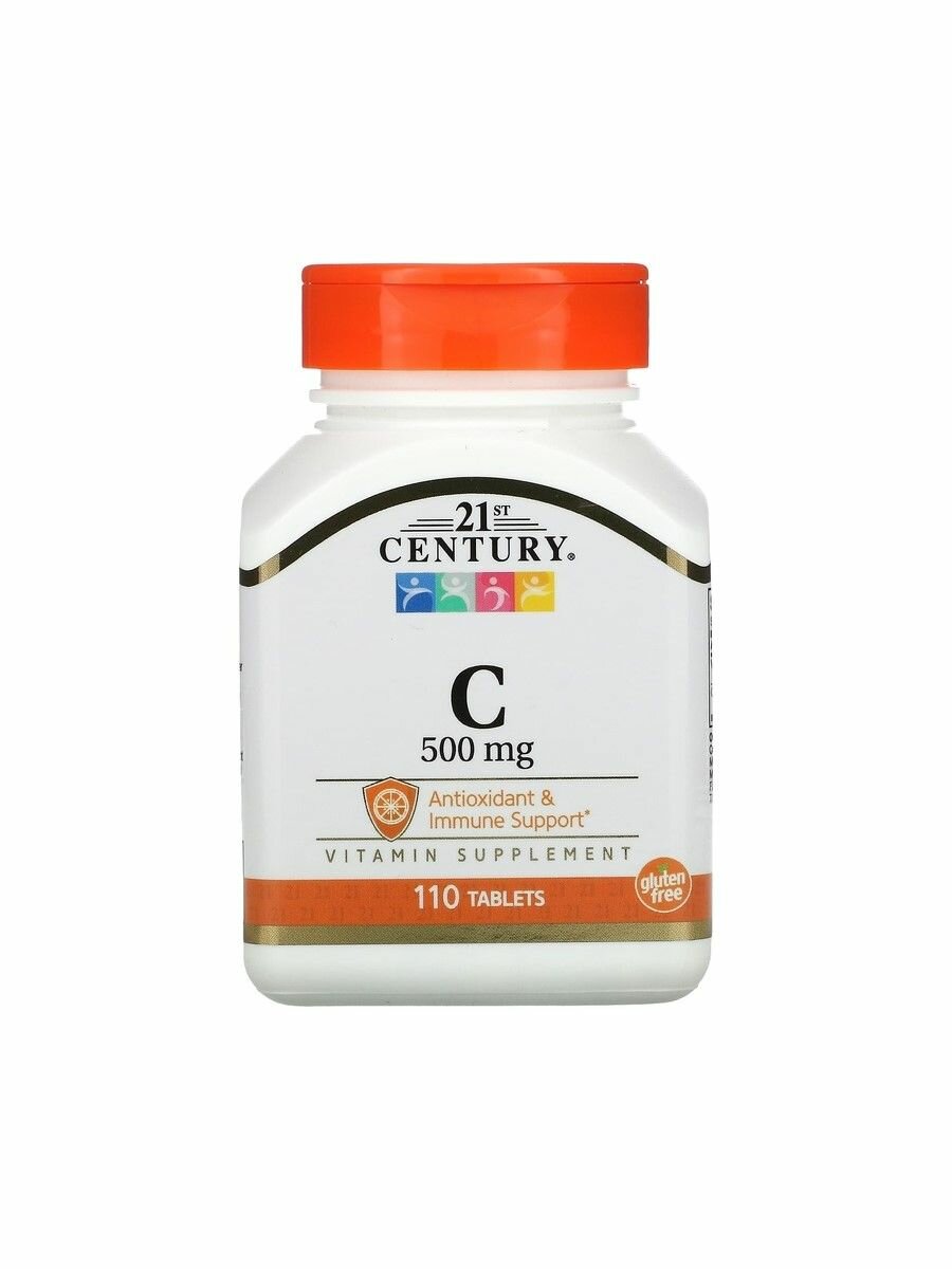 21st Century Vitamin С, Витамин C, 500 мг, 110 таблеток Витамины для иммунитета для взрослых, антиоксидант