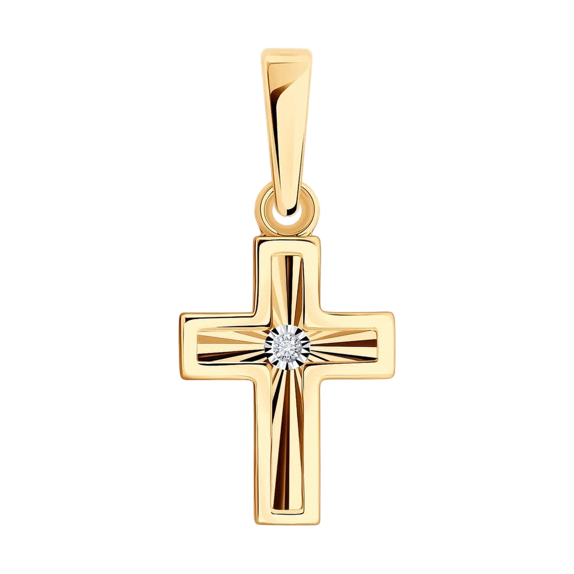 Подвеска, красное золото, 585 проба, бриллиант