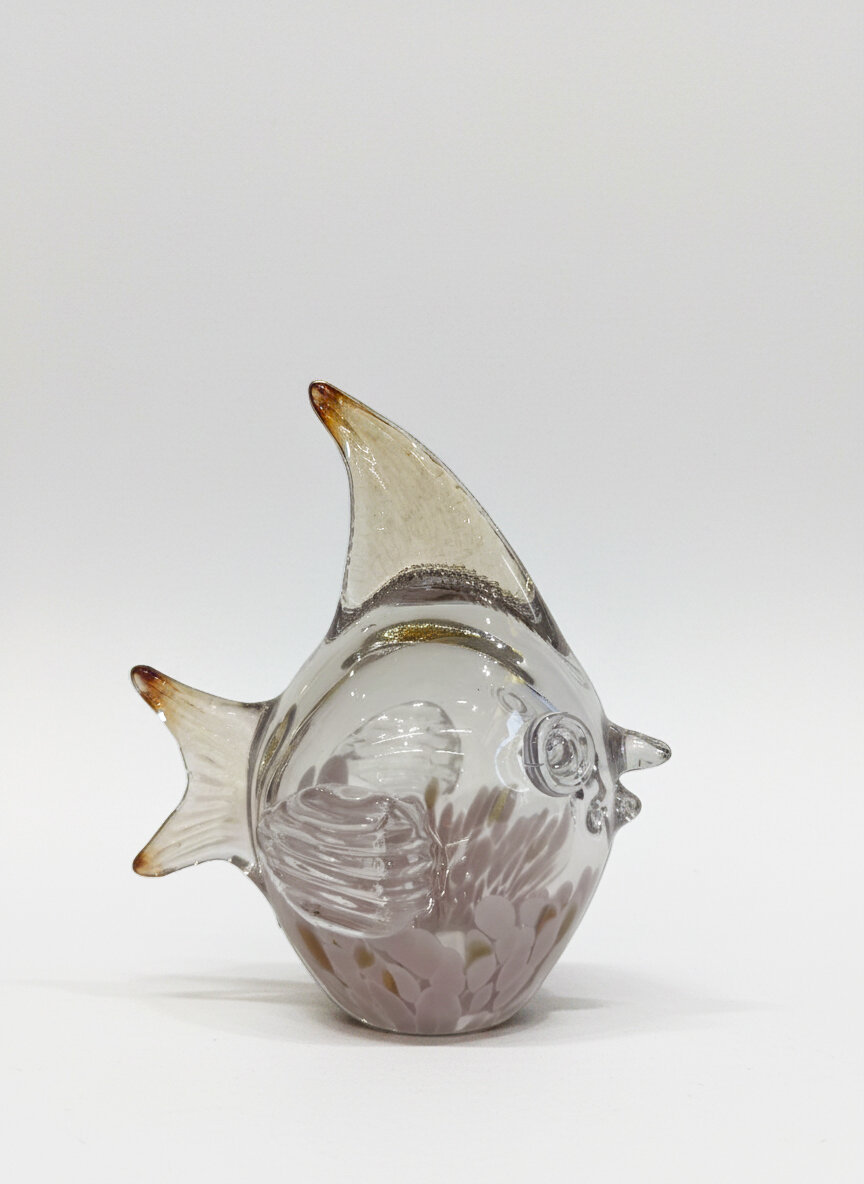 Статуэтка "Рыбка" из цветного стекла, розовая, малая, 14х10х17см