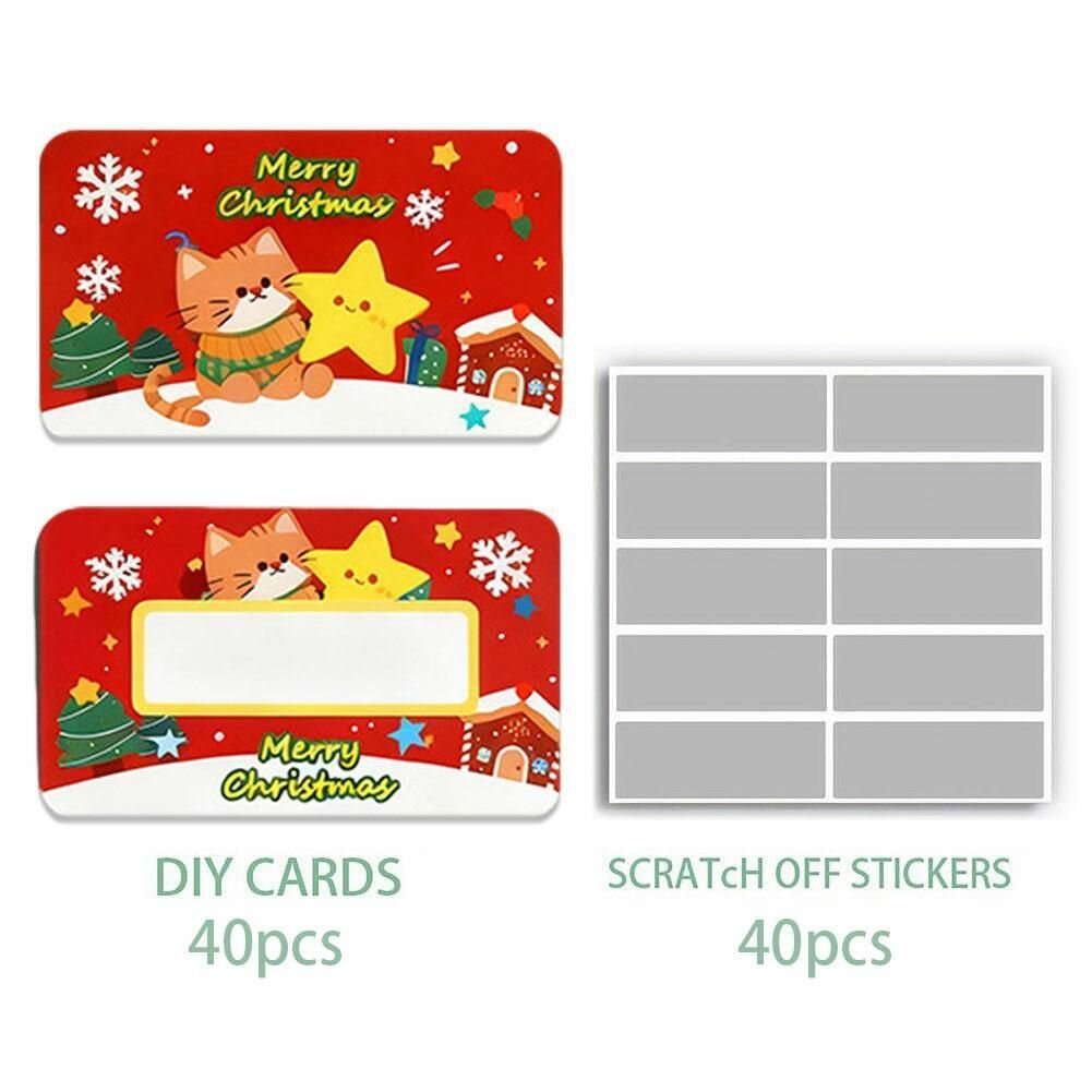 Скретч-карты с рождественскими героями мультфильмов, интерактивные рукописные скретч-карты(40 карточек + 40 листов пленки)