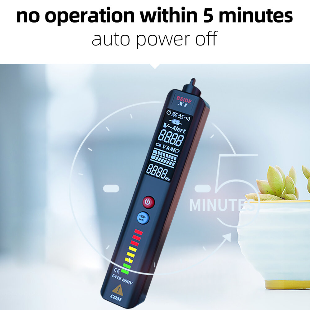 BSIDE X1 Двухрежимный интеллектуальный детектор, бесконтактный детектор переменного напряжения, мультиметр NCV, электрический испытательный карандаш, портативная тестер-ручка со звуковым и световым сигналом и светодиодным фонариком