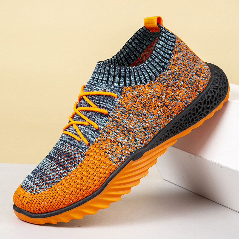 MOOCIE Модные кроссовки для весны и лета, дышащая сетчатая ткань Flyknit, обувь больших размеров с манжетой, напоминающей носок, кроссовки без шнурков. EU:43