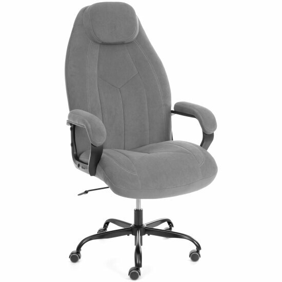 Кресло Tetchair Boss metalBL (22) велюр, серый, 29