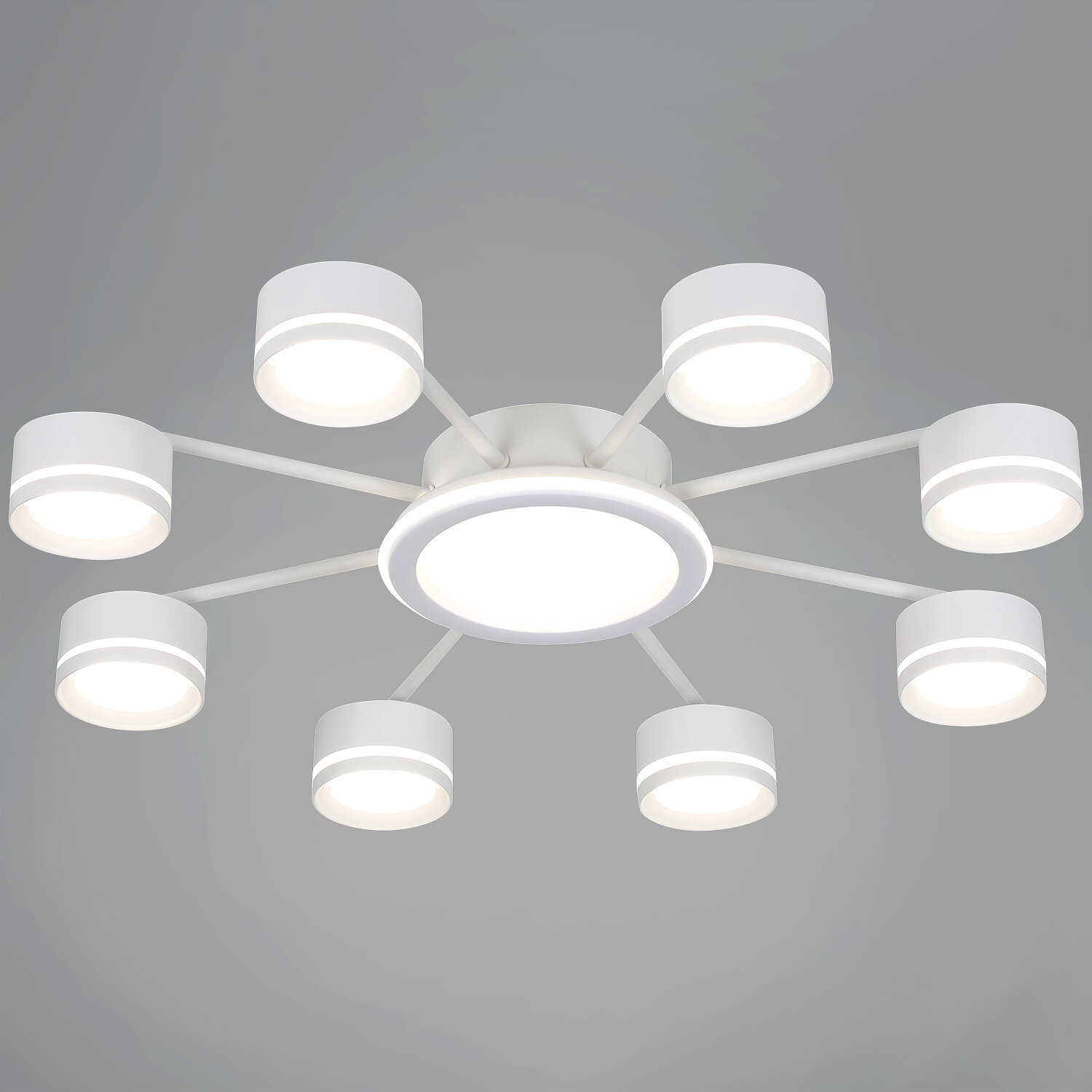 Люстра потолочная Reluce, Светильник для спальни, гостиной и зала, 77Вт, GX53+LED, 20590-0.3-8+1 White