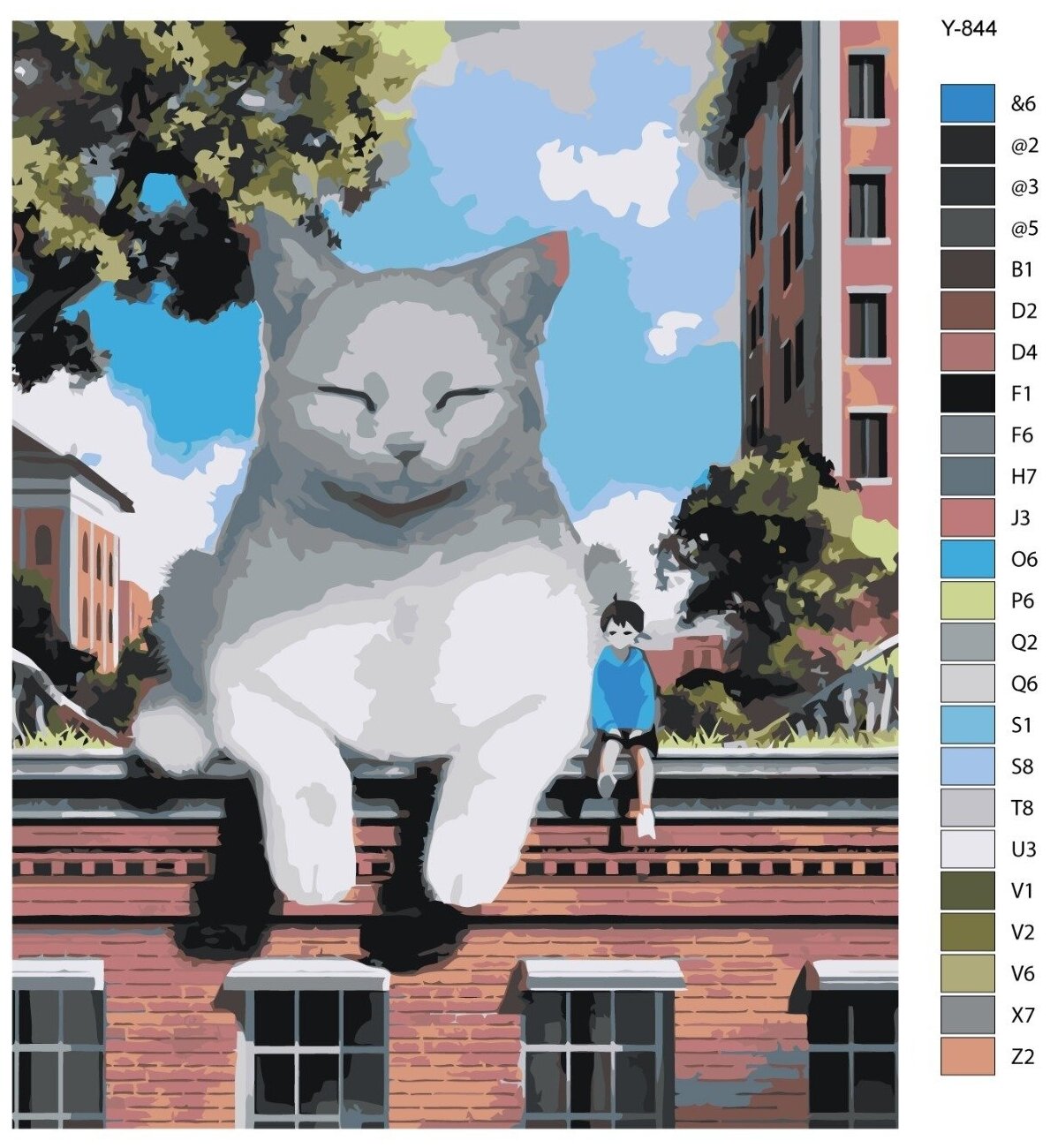 Картина по номерам Y-844 "Белый кот и мальчик" 40х50