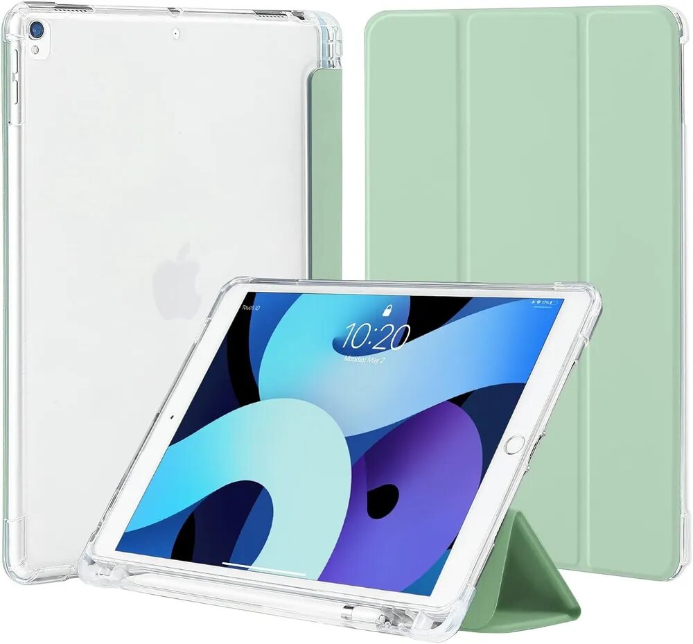 Противоударный магнитный чехол для iPad 9, 8, 7 поколения 10.2 2021 2020 2019 Air 3 Pro 10.5 2017 Мягкая полупрозрачная матовая задняя крышка из ТПУ с подставкой для карандашей,