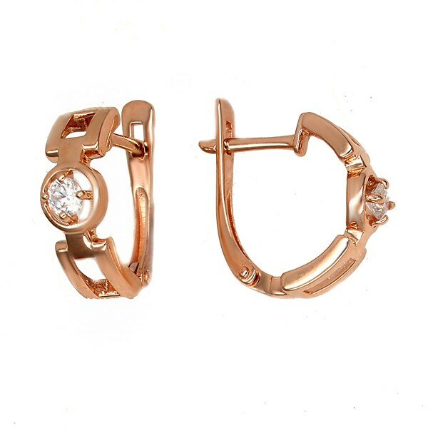 Серьги, красное золото, 585 проба, фианит