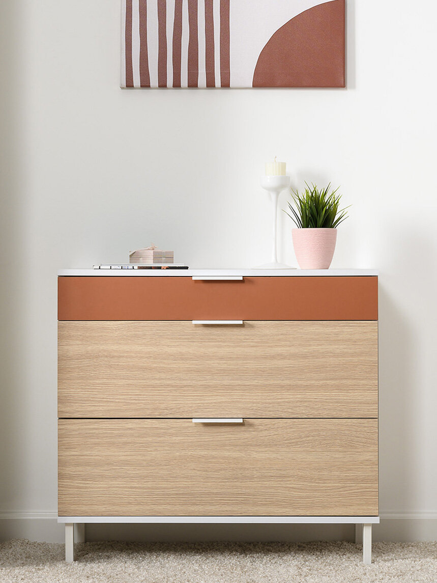 ARNIKA Комод с ящиками Марвэл, 80х38.3х75.2 см, белый, бежевый, оранжевый
