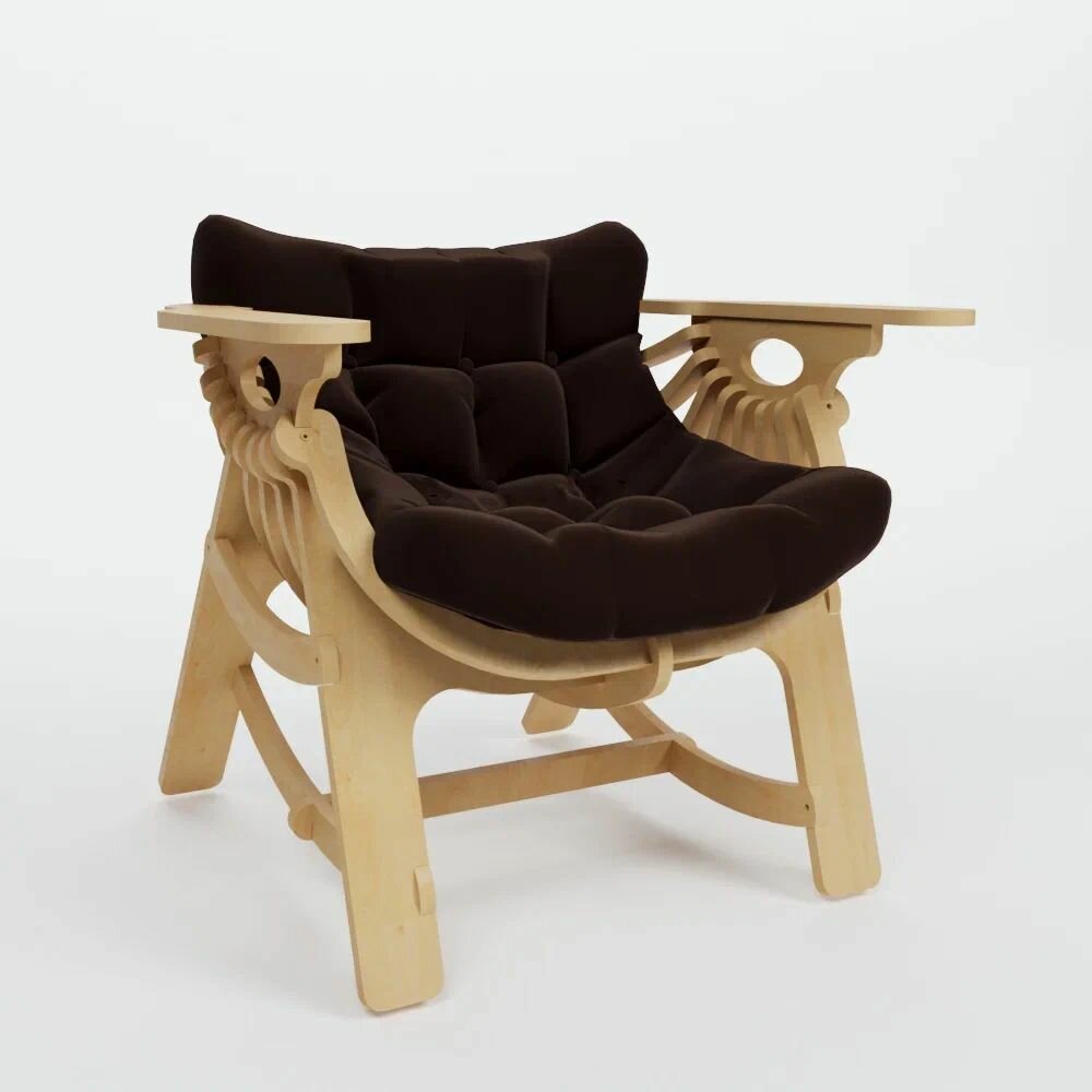 Кресло ракушка садовое для отдыха с подушкой. Параметрическое кресло из фанеры.