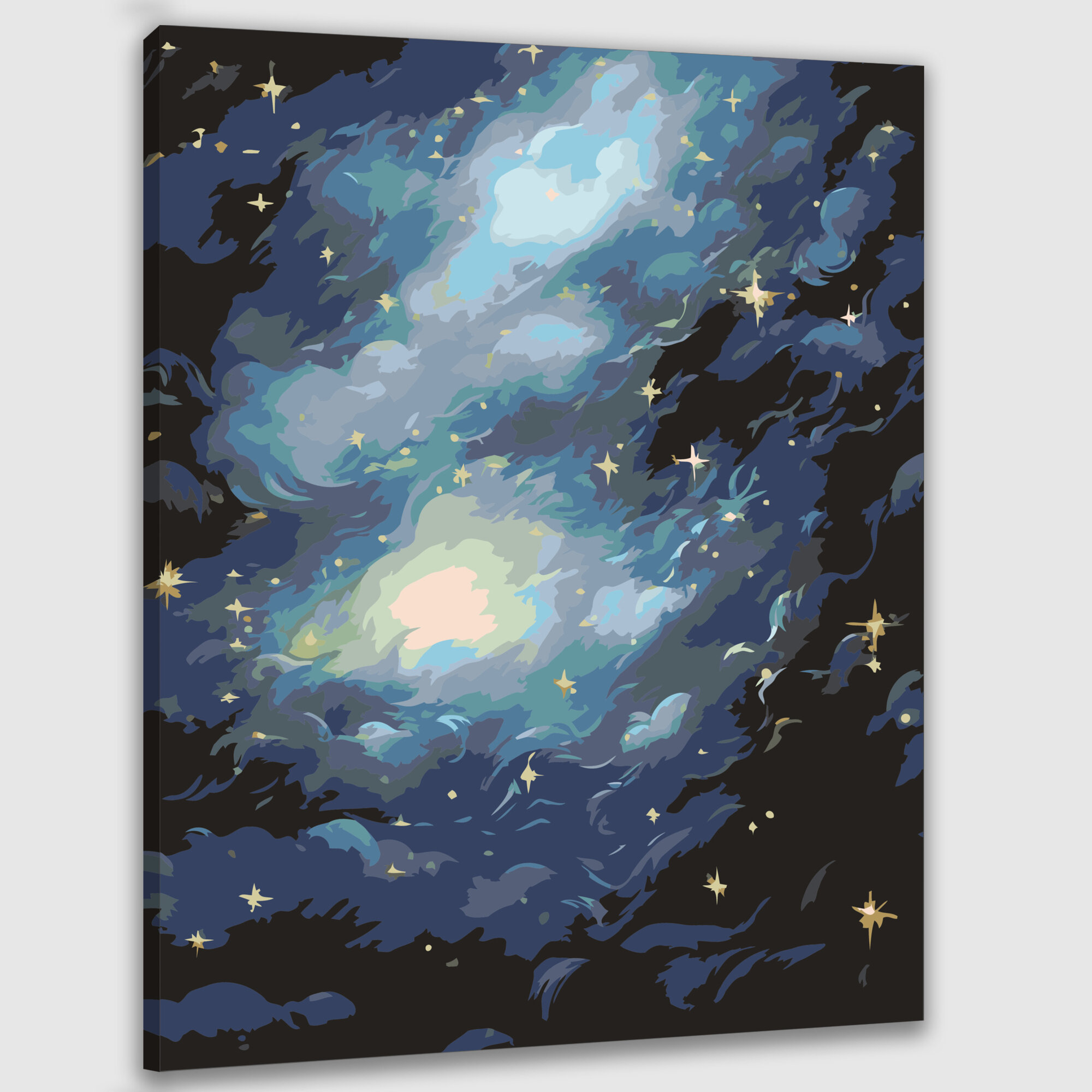 Картина по номерам 40x50 см, картина маслом, звездное ночное небо, Ван Гог, клубящиеся облака, сияющие звезды