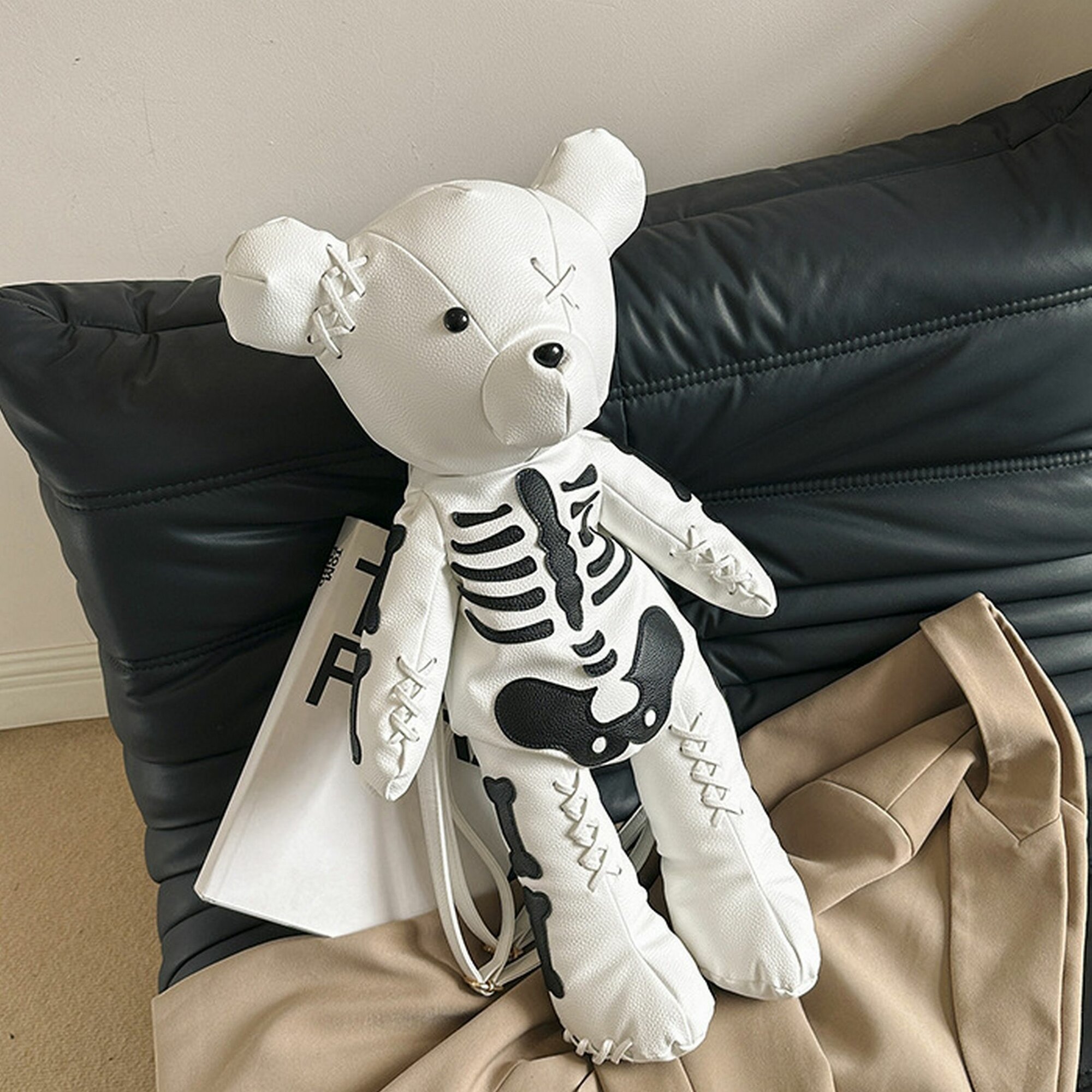 Рюкзак медведь, розовый, 65 см, сумка-рюкзак из экокожи "Skeleton Bear"