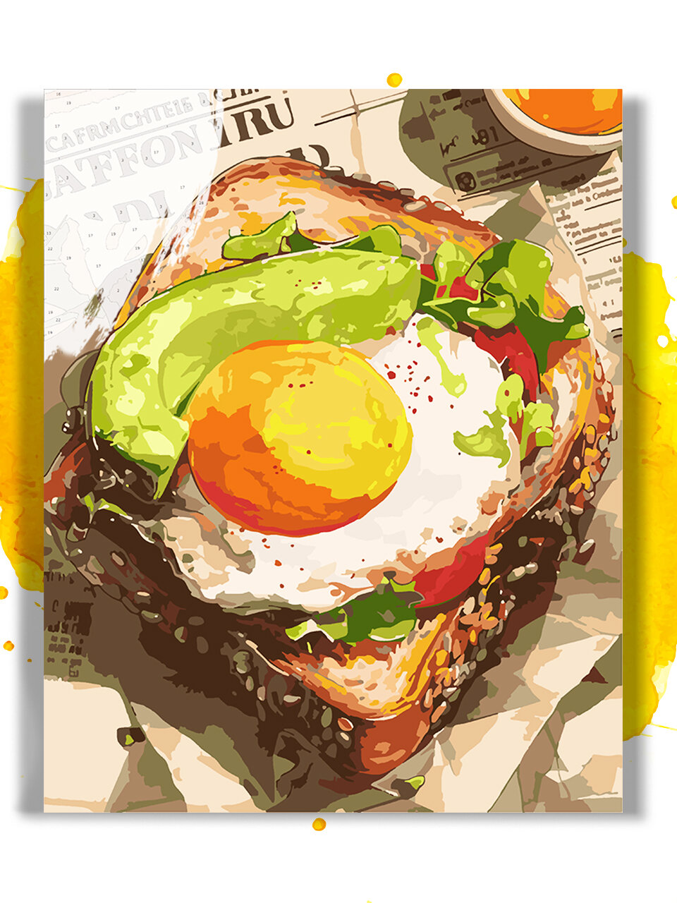 Картина по номерам на холсте Тост с яйцом и авокадо, 40 х 50 см