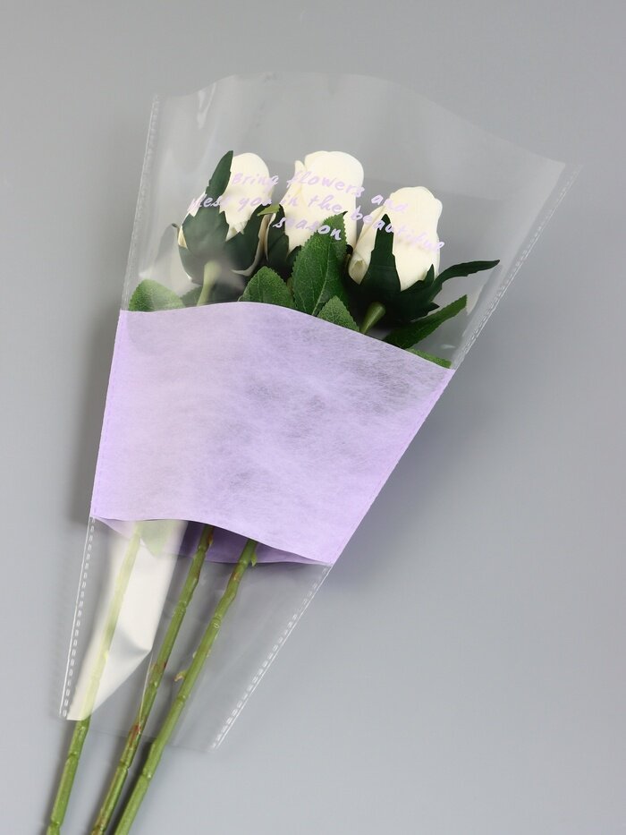 Пакет конус для цветов, с нетканым материалом, 26+7×37 см, лиловый