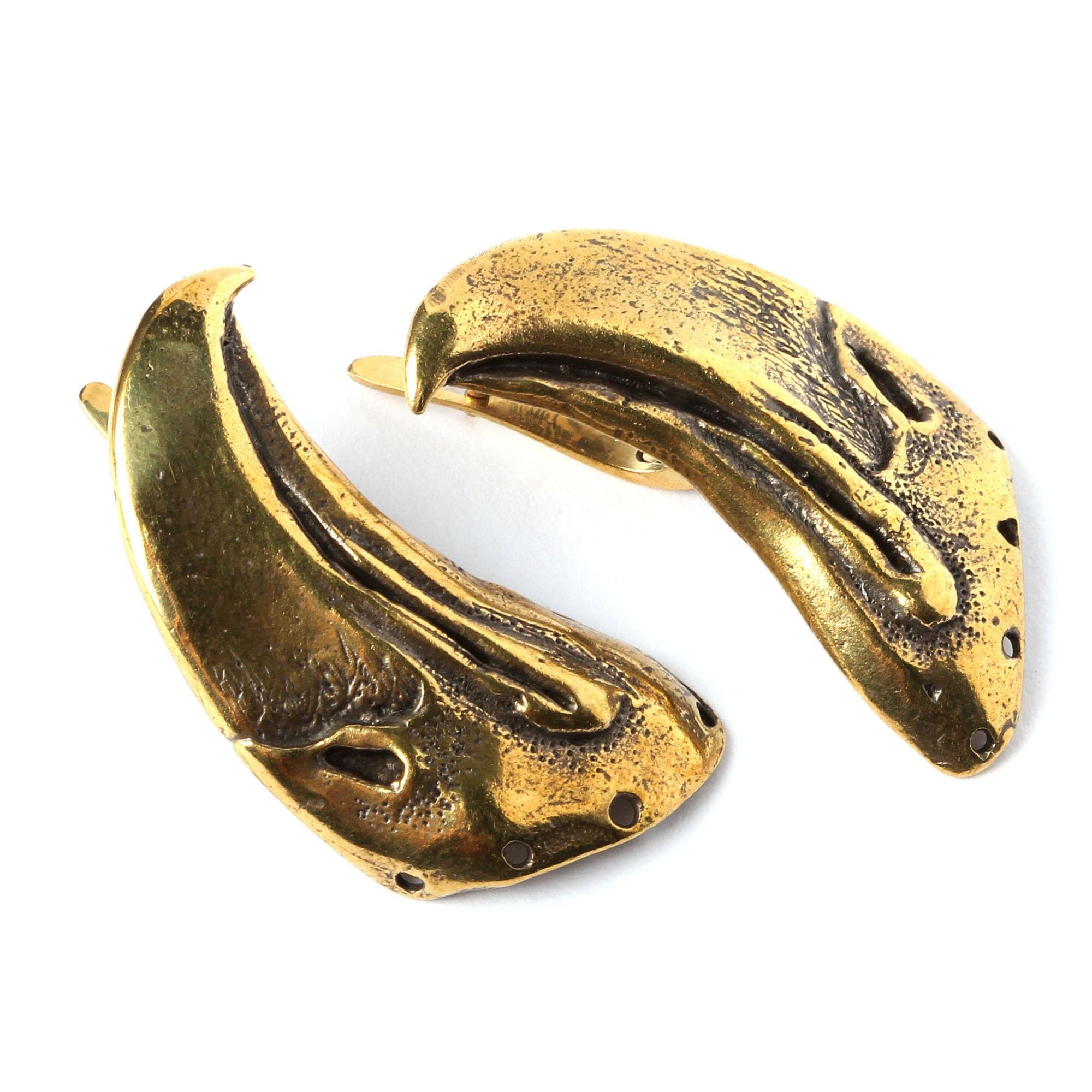 Швензы закрытые, 35х19мм, с английским замком, Anna Bronze, Клюв, базовый материал - латунь, цвет античная латунь (золотистый с чернением), пара