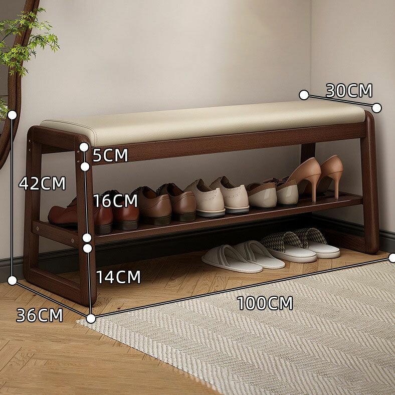 Обувница для прихожей с сиденьем Изготовлено из массива дерева Мягкое сиденье