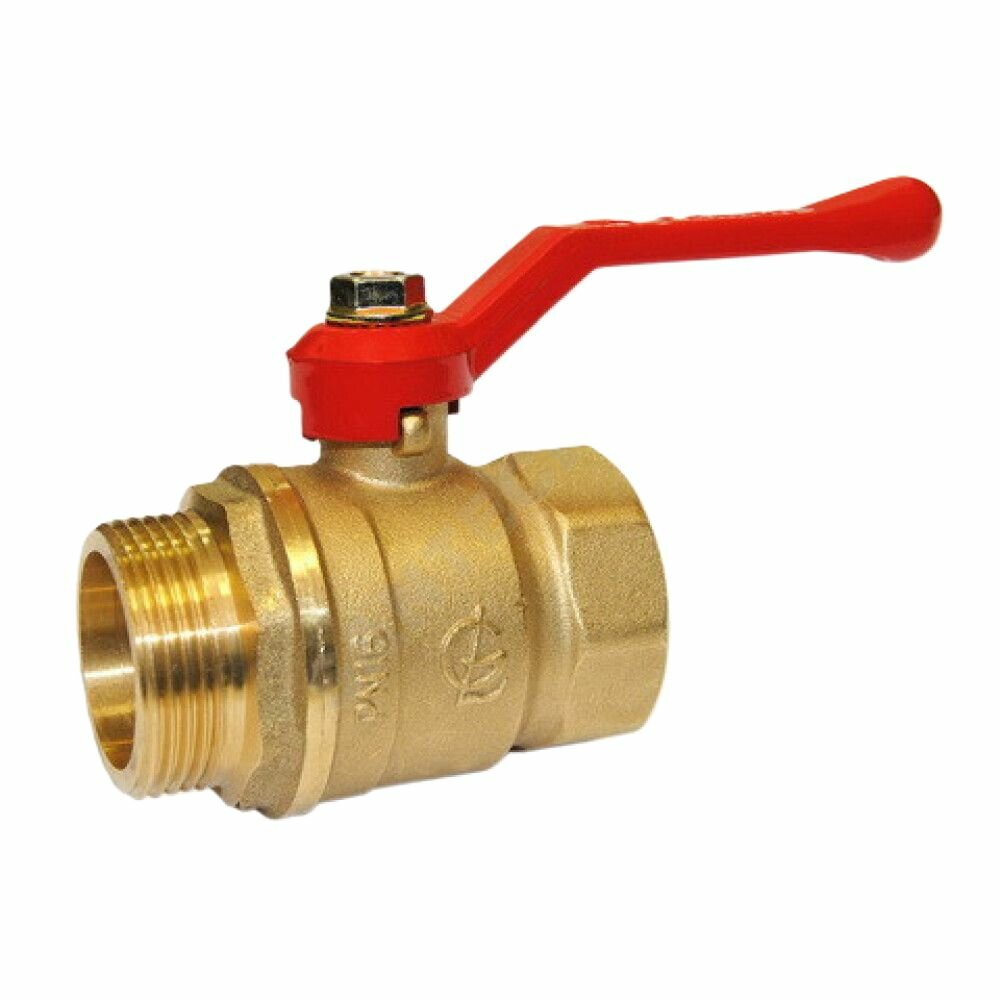 Кран шаровой латунь Стандарт 221 аналог 11б27п1 Ду 15 Ру40 ВР/НР рычаг красный галлоп 107152