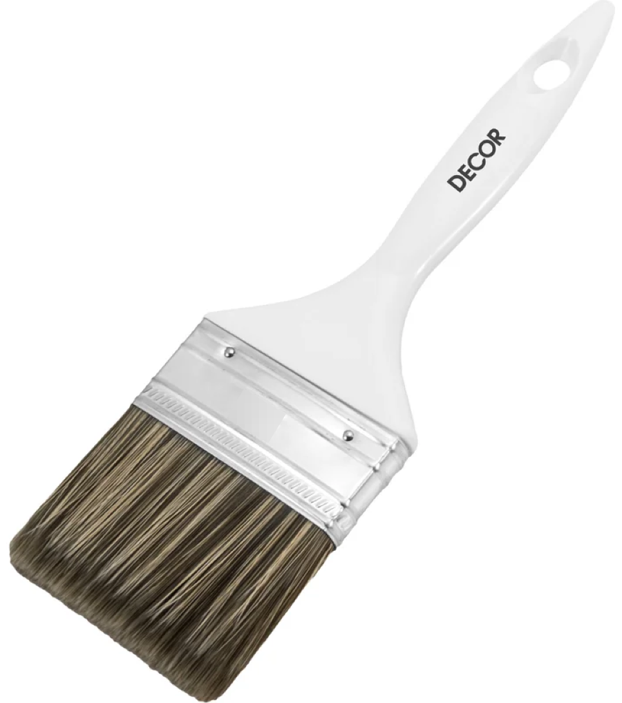 Кисть малярная DECOR / Декор Profi для лака, с темной синтетической щетиной, плоская, 65х15мм / малярные и отделочные инструменты