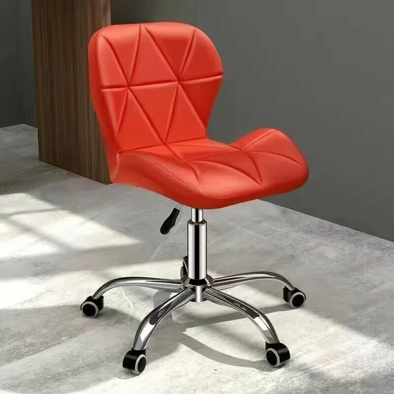 Стул мастера "Ракушка", на колёсиках, со спинкой, искусственная кожа, оранжевый