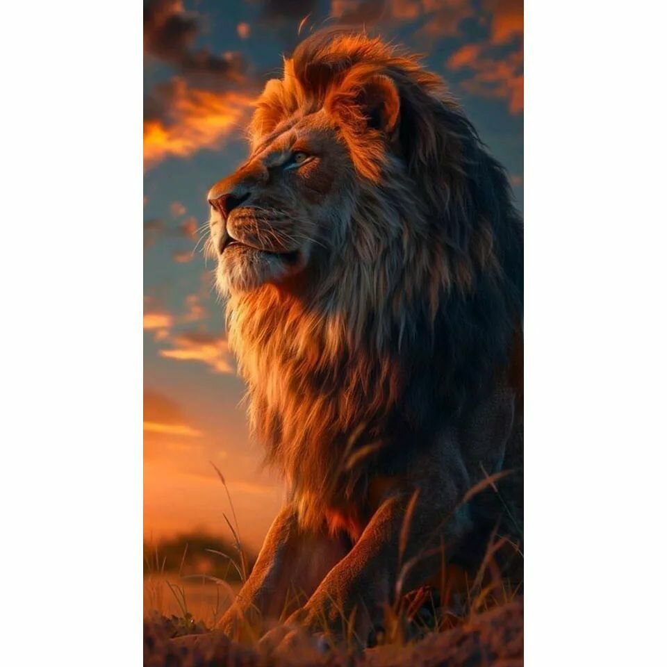 Алмазная картина "Могучий Лев" алмазная огранка 40х50 см,40x50cm, белый