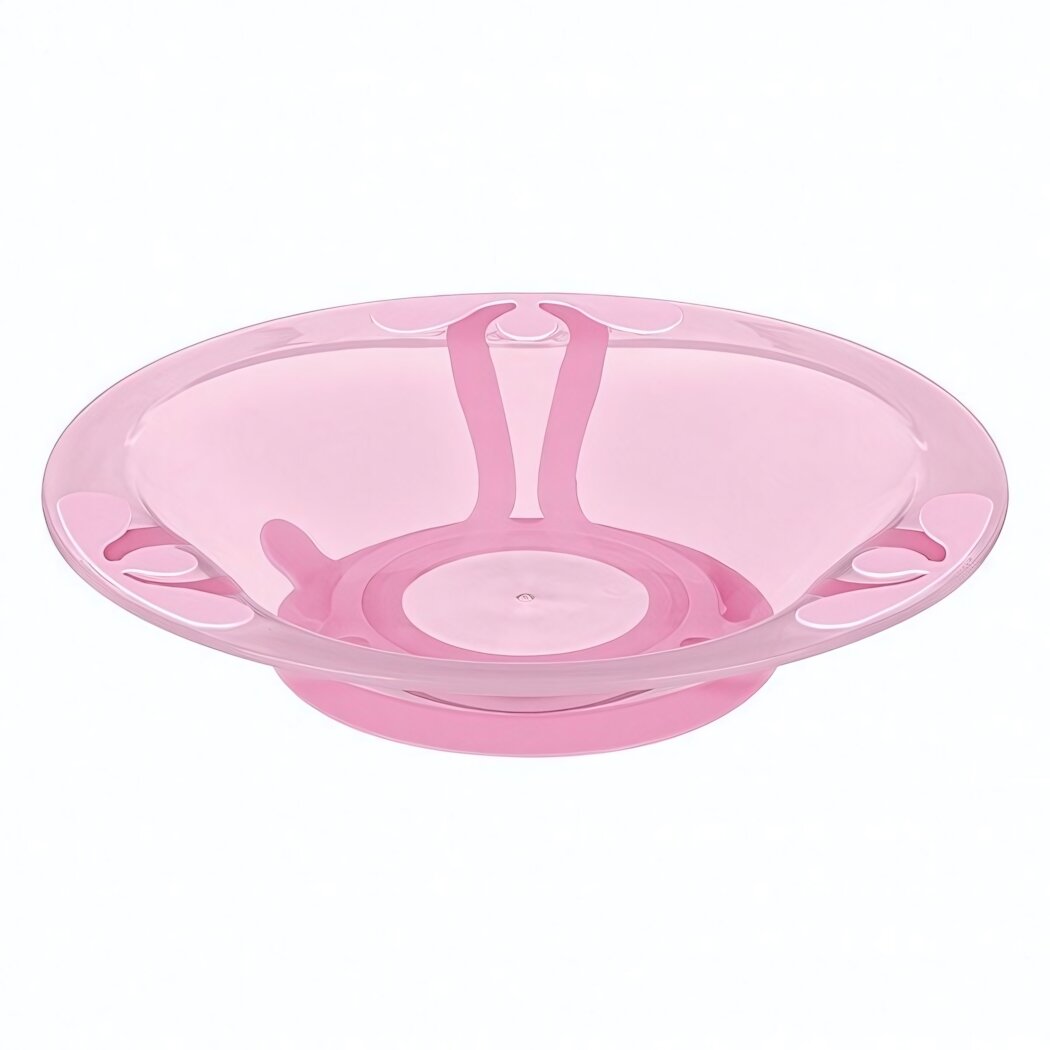 Детская тарелка на присосе 400мл розовая, безопасный пищевой полипропилен