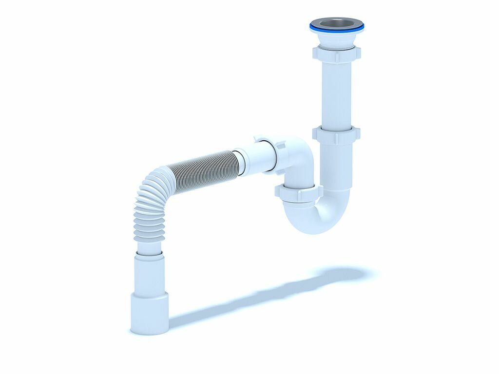 Сифон для кухонной мойки 1 1/2"*40 прямоточный с гибкой трубой 40*40/50