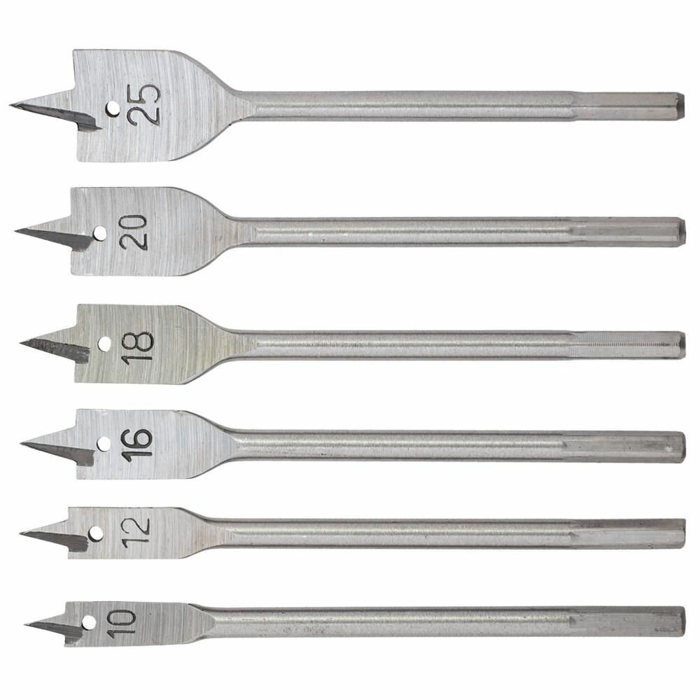 Набор сверл по дереву перьевых 6шт (10, 12, 16, 18, 20, 25мм; длина 150мм) GRAD