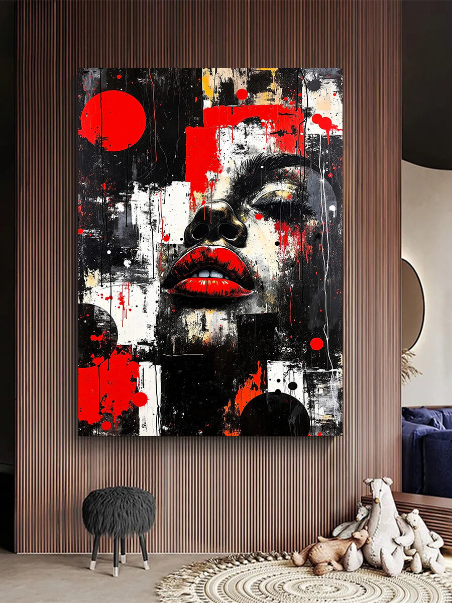 Картина интерьерная - "Абстракция, лицо девушки" , 40х60 см.