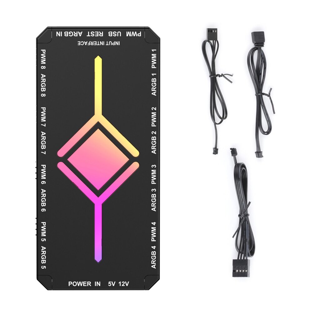ШИМ-концентраторы вентиляторов ARGB с адресуемыми разъемами 5V3Pin ARGB PC Case Поддержка контроллера вентилятора с 8 портами Магнитный Дизайн Стабильный источник питания