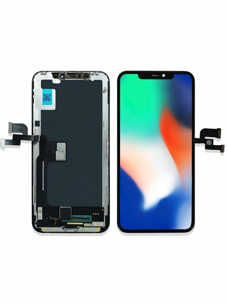 Дисплей для iPhone X ZY, с тачскрином, черный, стекло, 143,6×70,7 мм