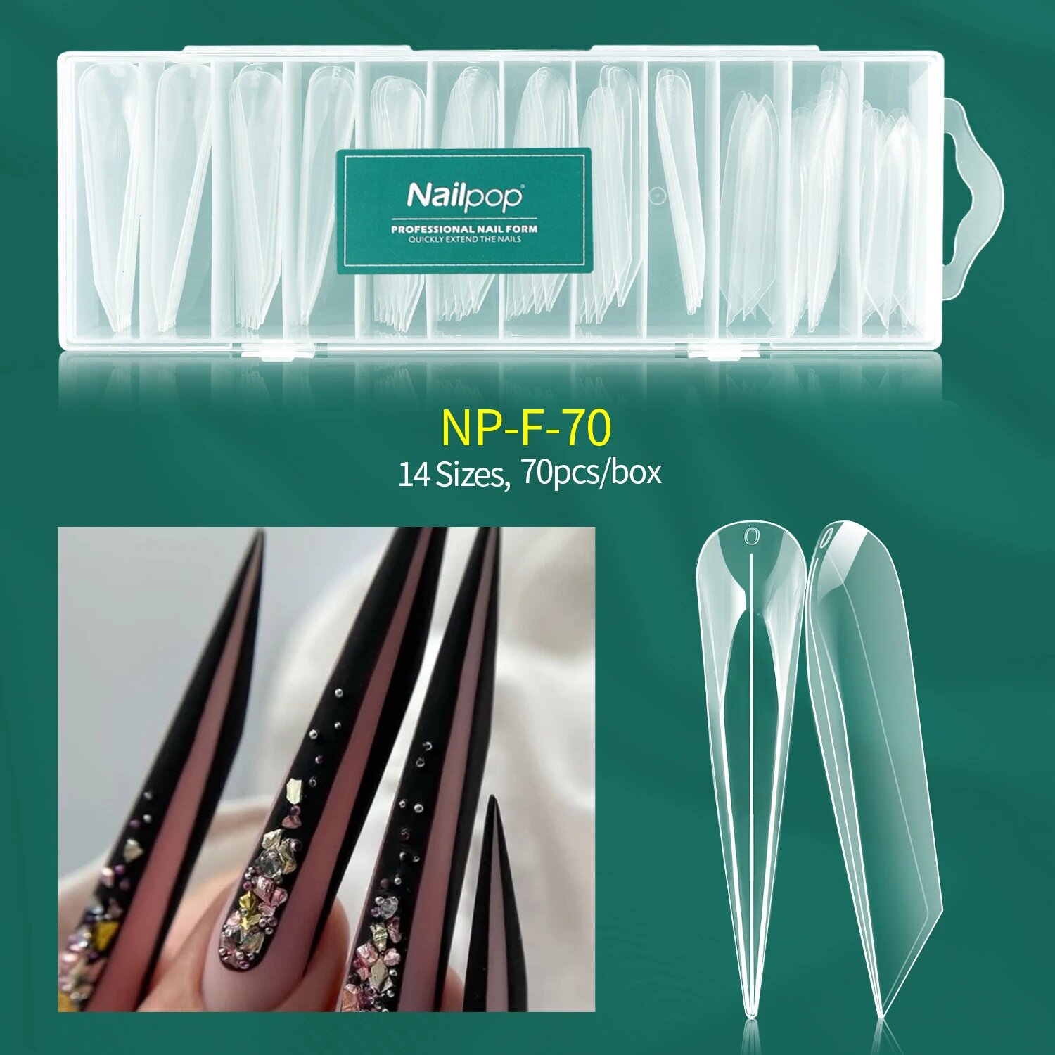 Nailpop Формы для ногтей NP-C-70, 14 размеров, 70 шт