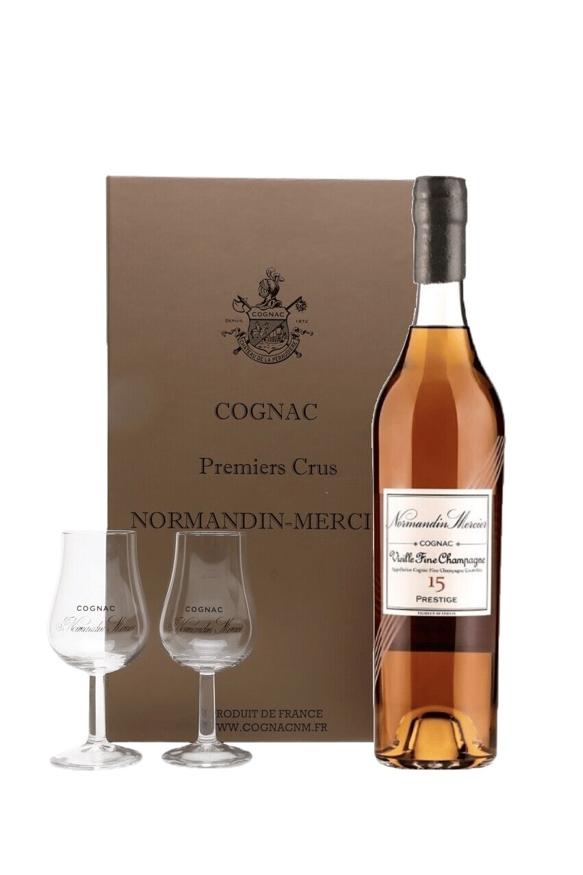 Коньяк Нормандин-Мерсье Вьей Фин Шампань, в подарочной упаковке с бокалами, 0.7л