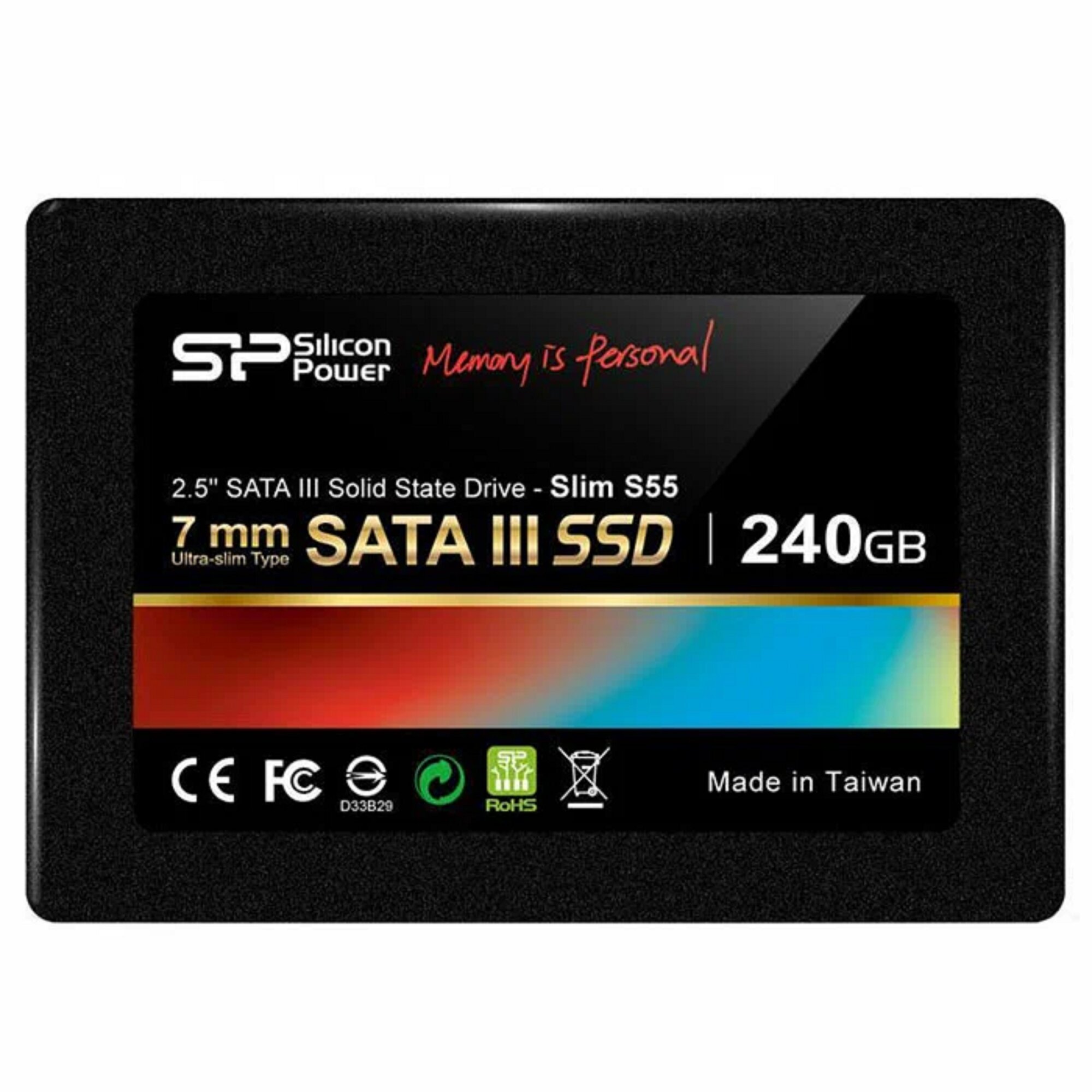 SSD диск Silicon PowerSlim S55, 240Гб, 2.5", SATA (SP240GBSS3S55S25)