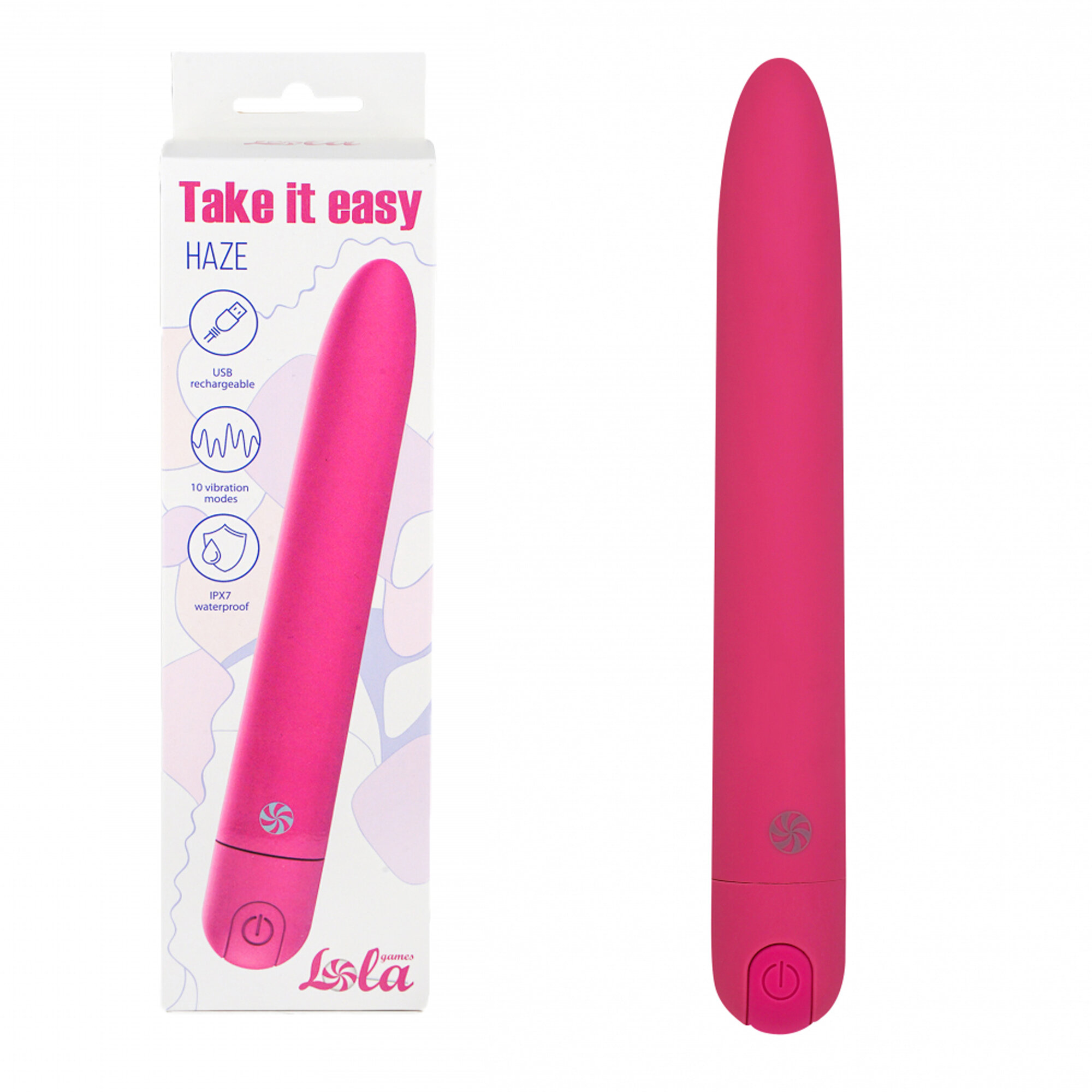 Lola Toys Перезаряжаемый вибратор Take it easy Haze Pink (18, Ø 3 см)