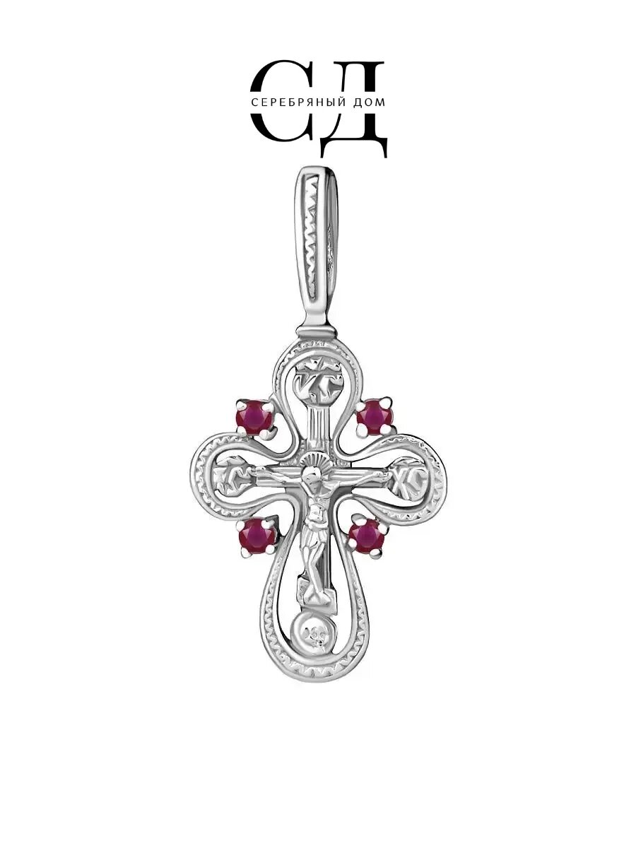 Подвеска, серебро, 925 проба, родирование, рубин