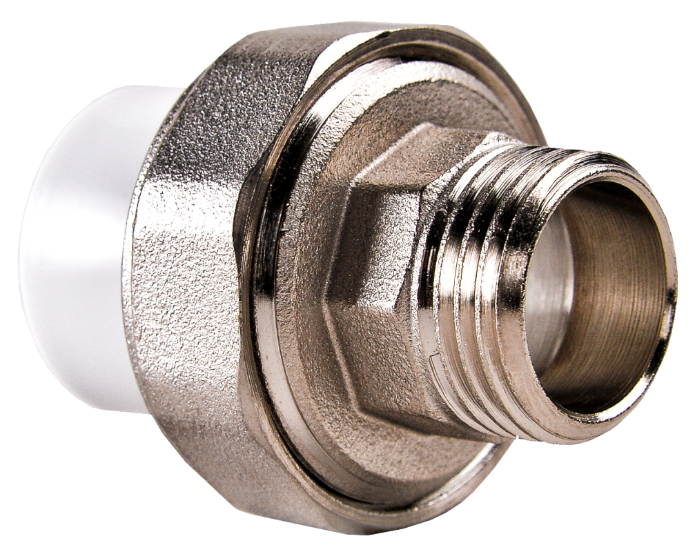 Муфта комбинированная РВК с наружной резьбой разъемная раструбная полипропиленовая, белая, диаметр подключения 40мм, резьба 1.1/4дюйма / фитинги