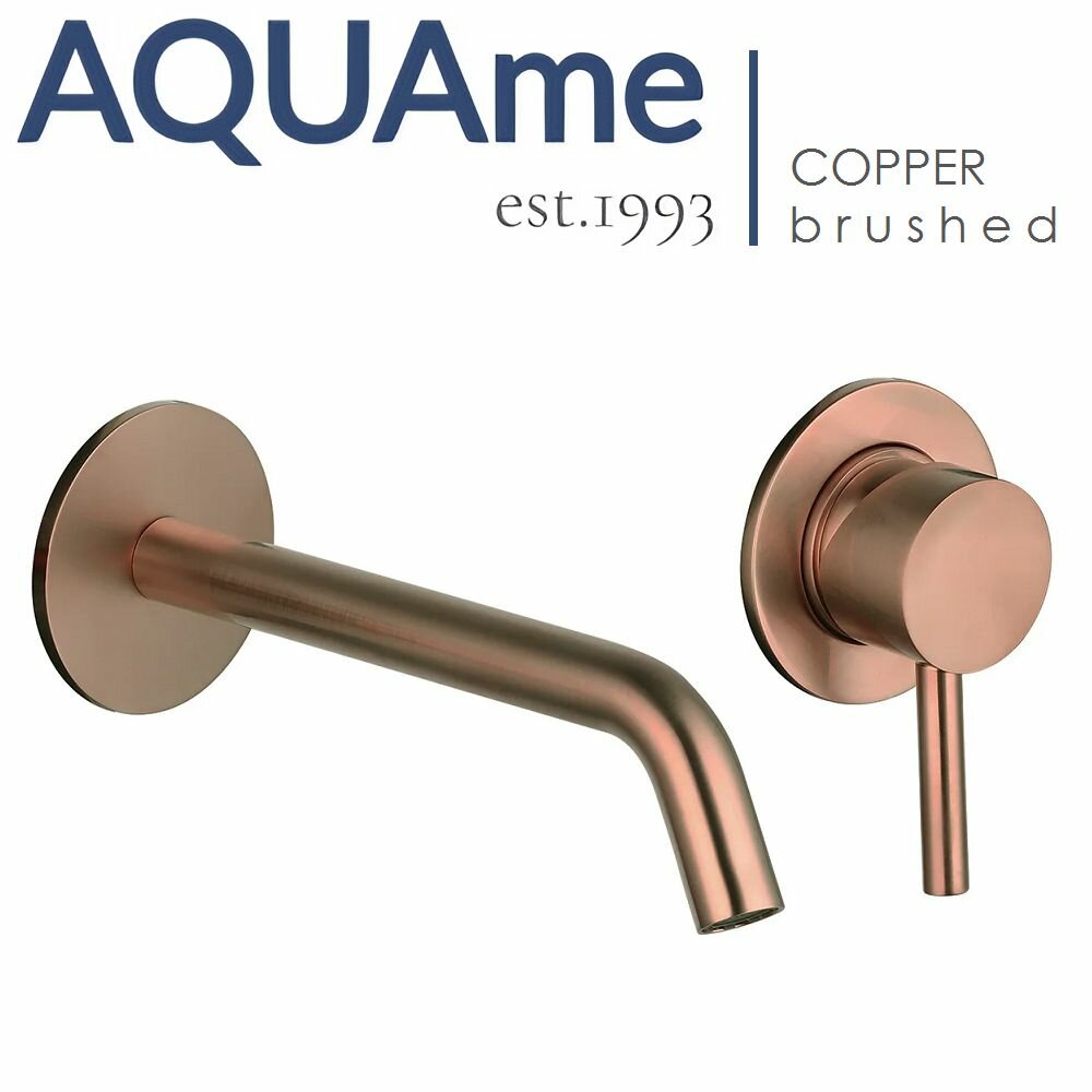 Смеситель для раковины на стену AQUAme Siena шлифованная медь AQM6215BC
