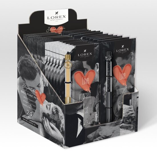 Ручка шариковая Lorex подарочная Slim Chic Vintage Love синий 0,7 мм, корпус металл ассорти