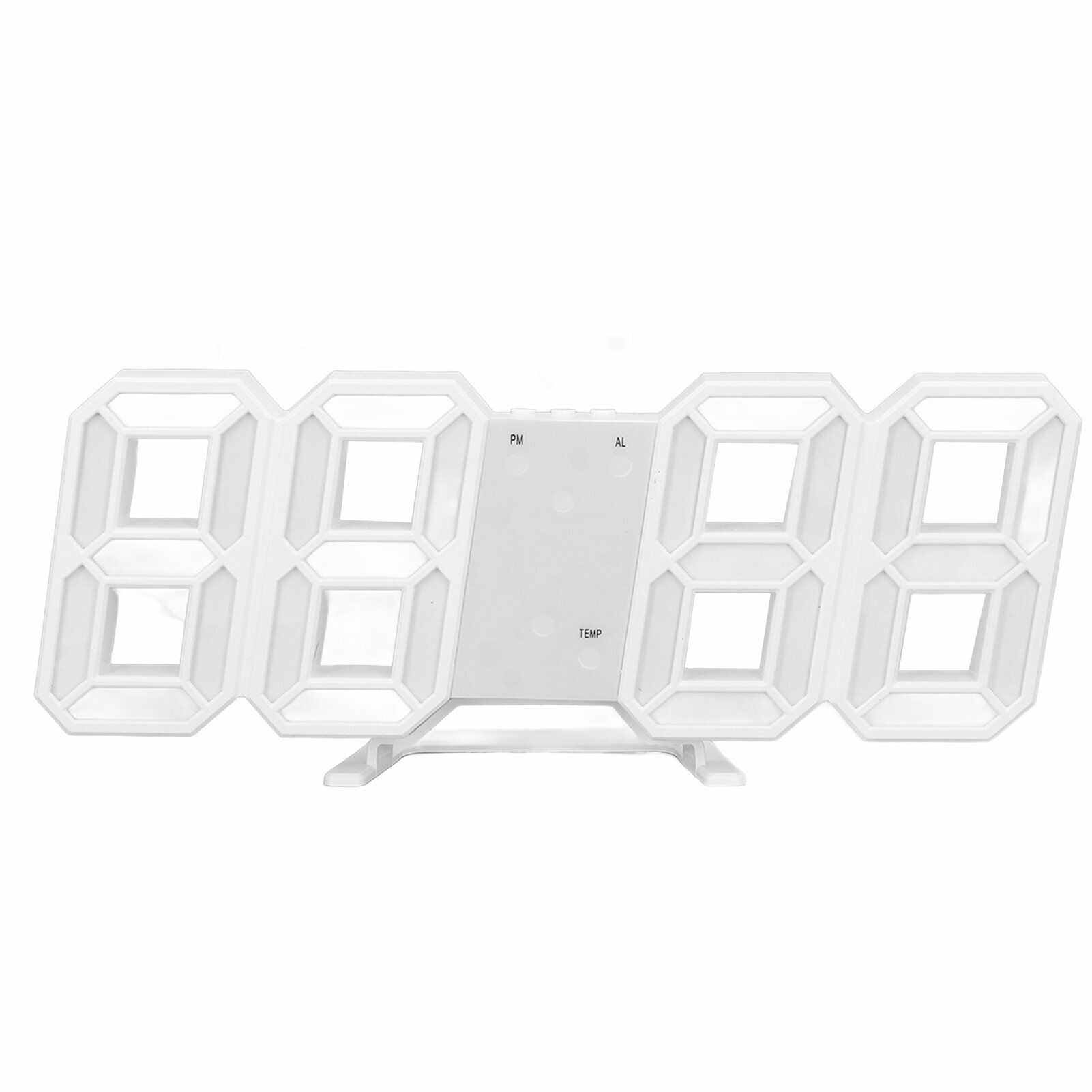 3D светодиодные настенные часы, минималистичный белый корпус, цифровой настенный будильник, таймер с температурой для дома, гостиной, белое слово