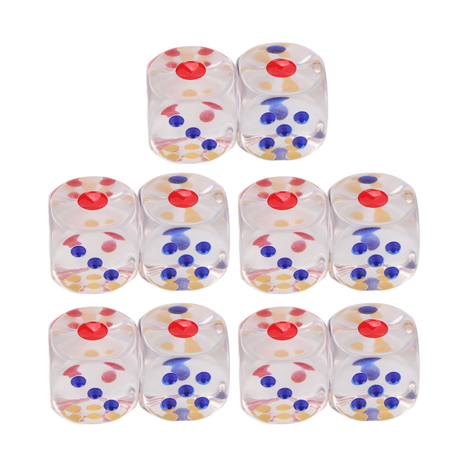 10pcs 2,5см 6 -боковые набор костей полупрозрачные цвета кости Стандартные игры настольные игры настольные игры кости